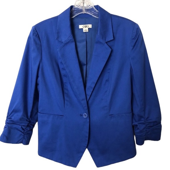 Cato | Jackets & Coats | Cato Ruched 34 Sleeves Single Button Lined ...